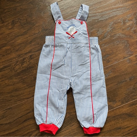 Vintage | Bottoms | Vintage Charming Original Seersucker Overalls ...